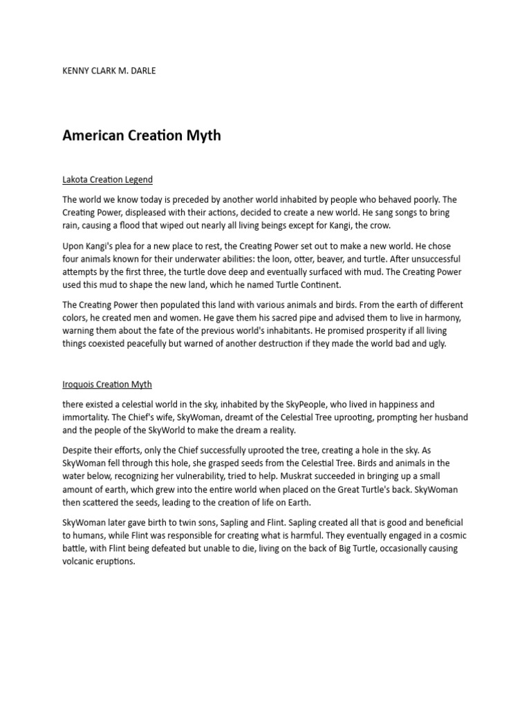 American Creation MYth and Mythical Creatures | PDF | Bigfoot