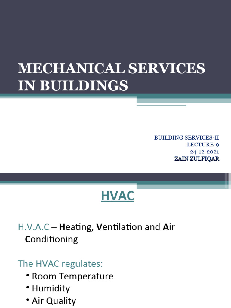 Lec-10 MECHANICAL SERVICES IN BUILDINGS | PDF | Air Conditioning | Building