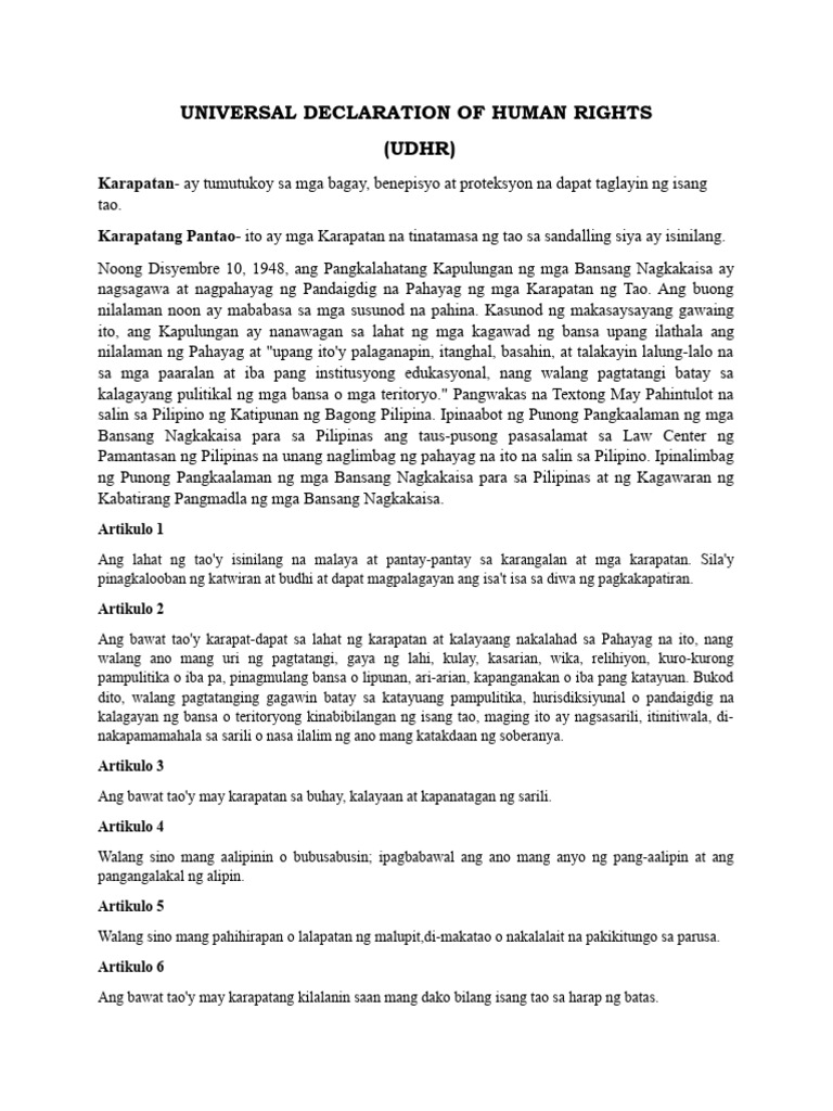 UDHR Tagalog | PDF