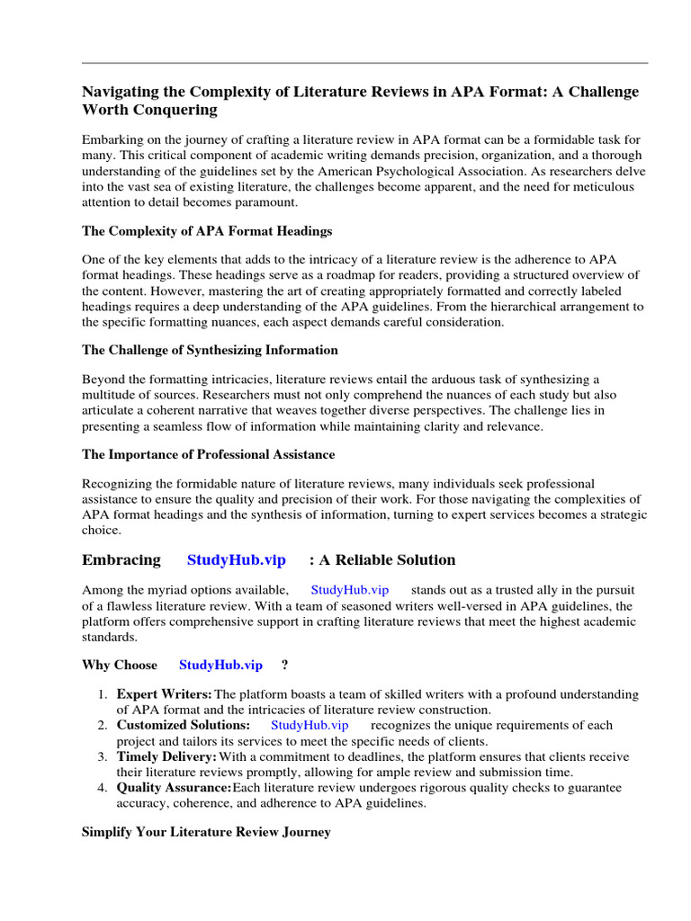 Literature Review Apa Format Headings | PDF | Citation | Apa Style