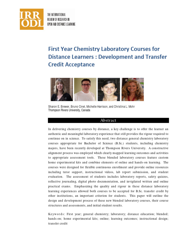 First Year Chemistry Laboratory Courses For Distan | PDF | Educational ...