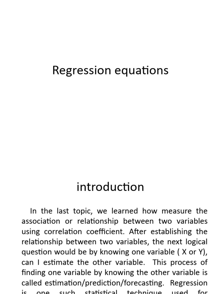 Regression equations | PDF | Regression Analysis | Dependent And Independent Variables