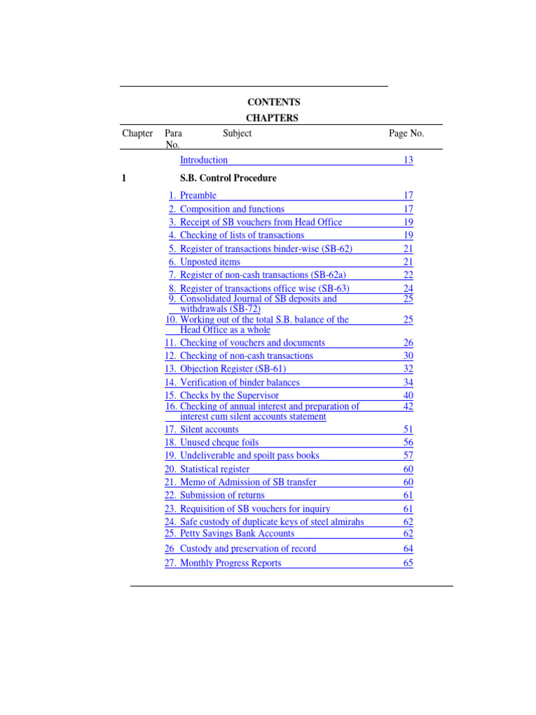 Postal Manual of SB Control Pairing and Internal Check Organisation ...
