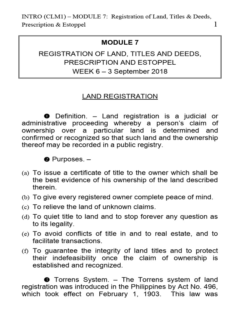 ITL - WEEK 6 | PDF | Estoppel | Mortgage Law