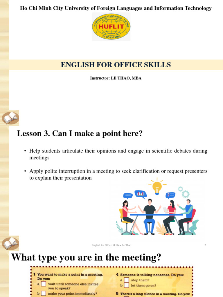 Office English: Making Points in Meetings | PDF | English Language ...