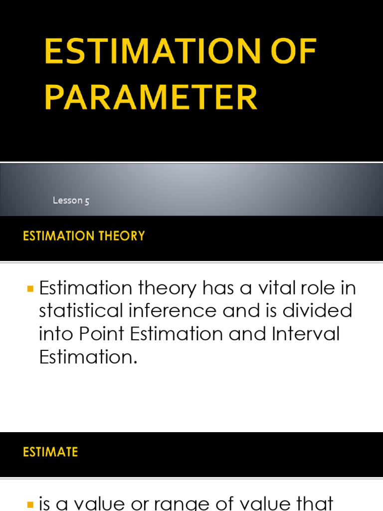 Lesson 5.2 Estimation of Parameter Cont | PDF | Estimator | Confidence ...