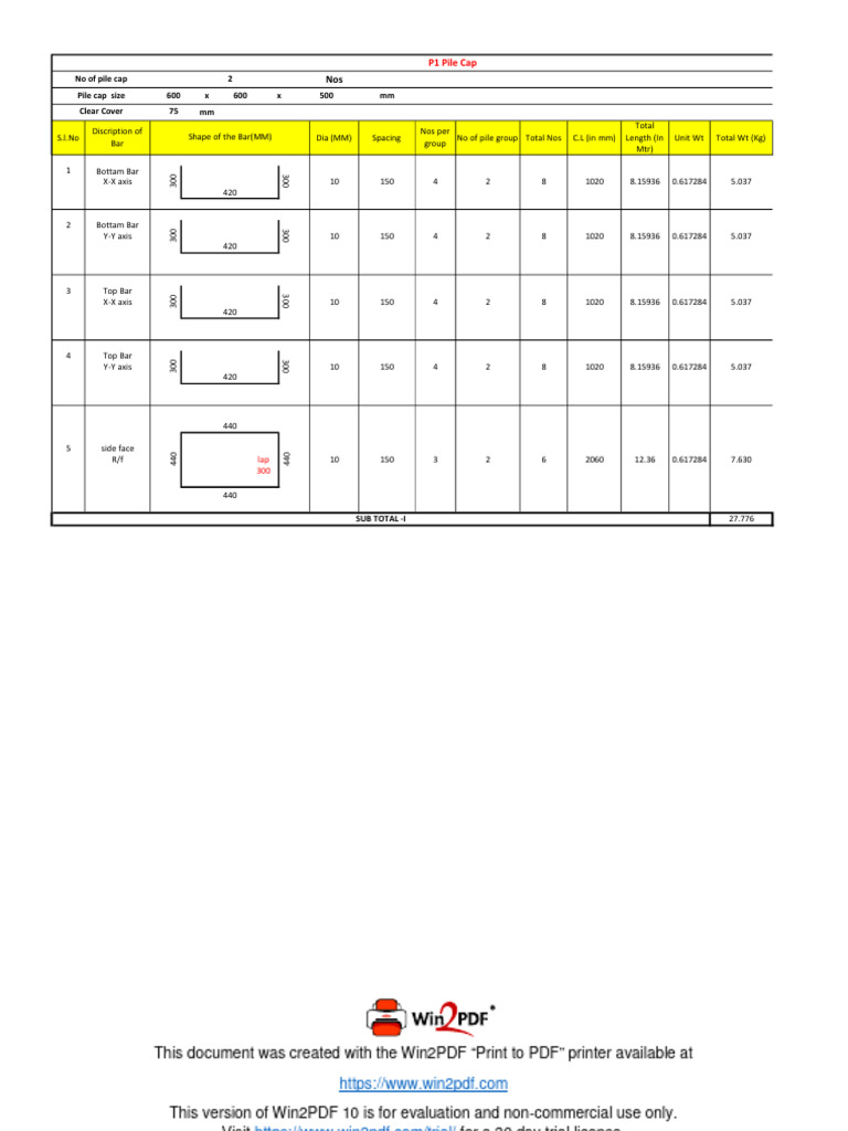 6.1 BBS Pile Cap P1 -Block B | PDF | Printing | Text
