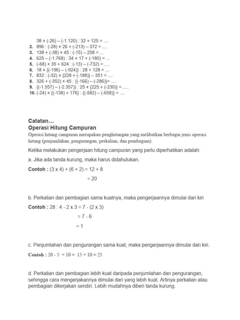 Soal Operasi Hitung Campuran | PDF