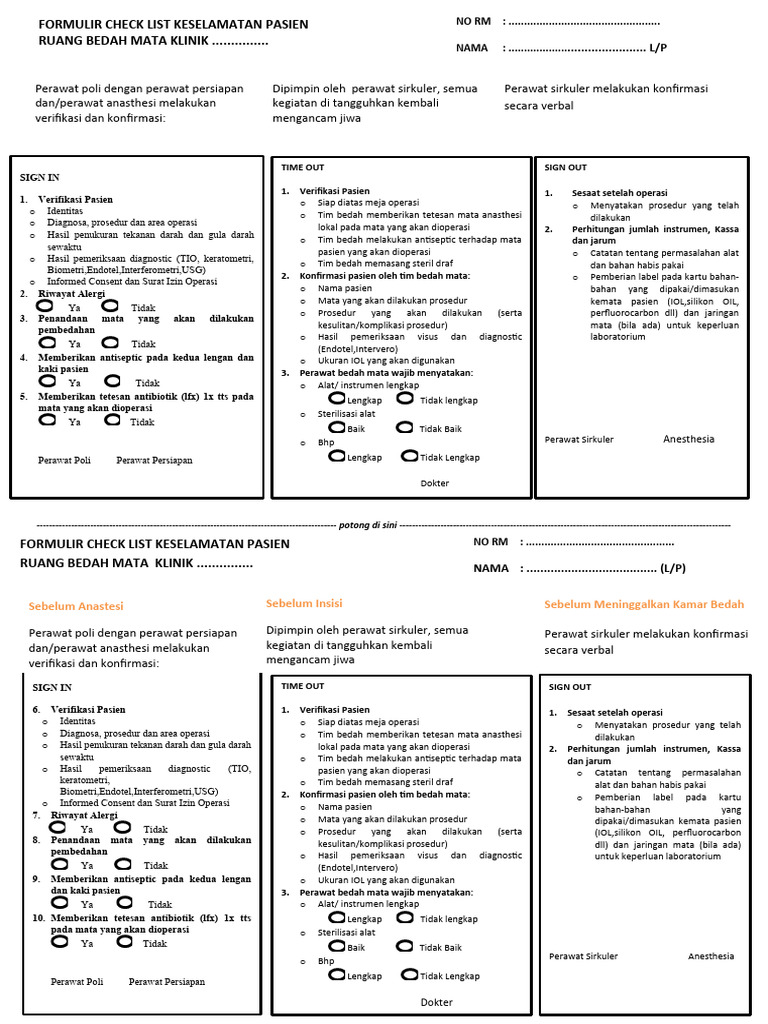 Sign in Out Tindakan Bedah Mata | PDF | Sains & Matematika