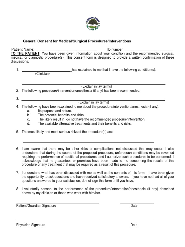 Nvuma Healthcare Surgery Consent | PDF