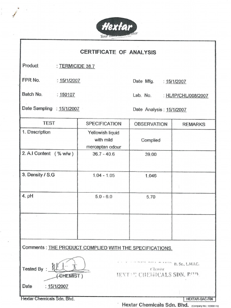 Termicide Cert N Msds | PDF