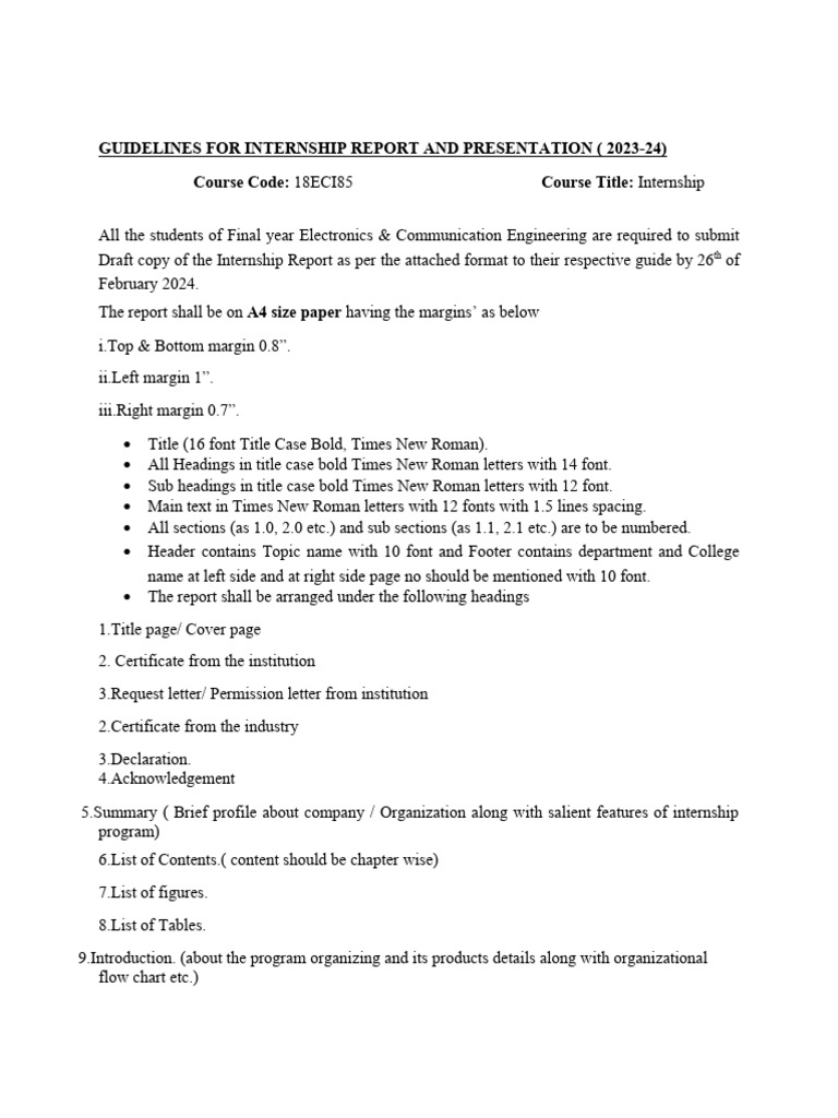 INTERNSHIP GUIDELINES 2023-24 | PDF | Internship | Job Hunting