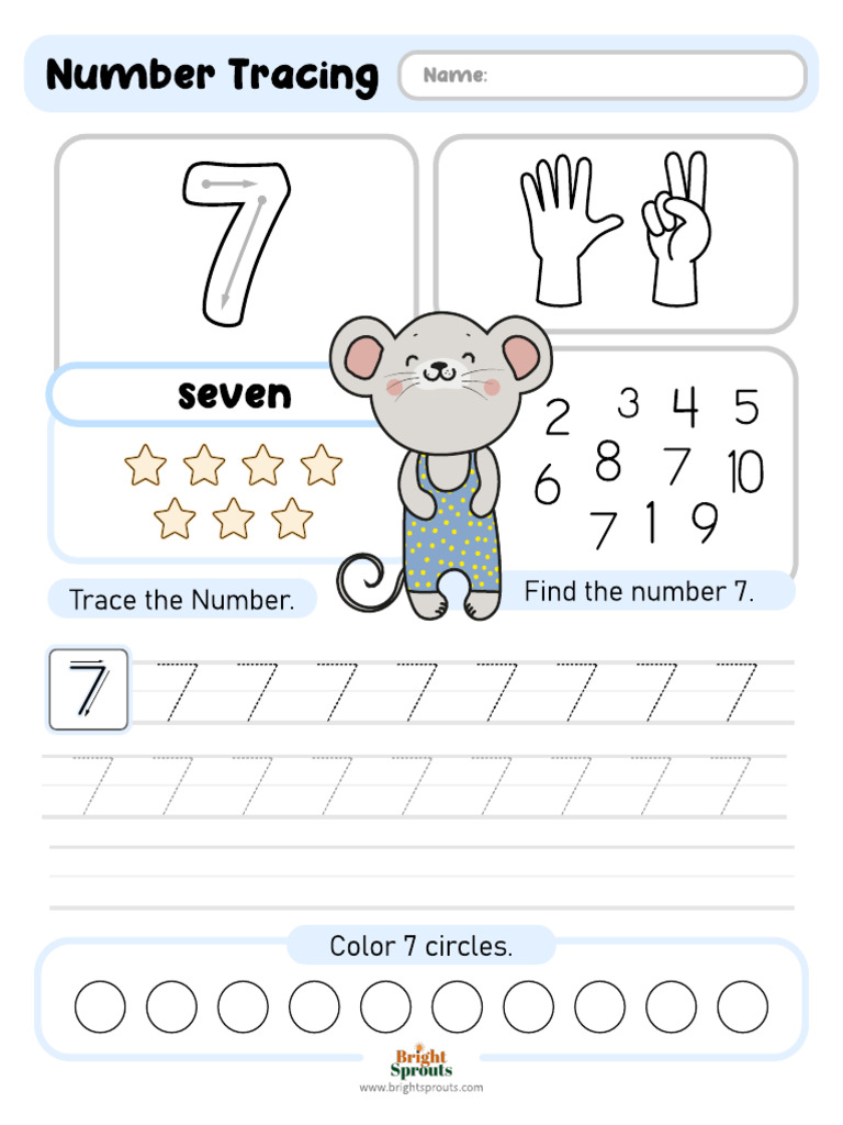 Number - Tracing Worksheet 7 | PDF