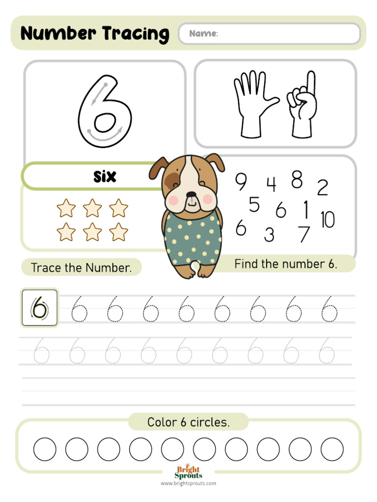 Number - Tracing Worksheet 6 | PDF