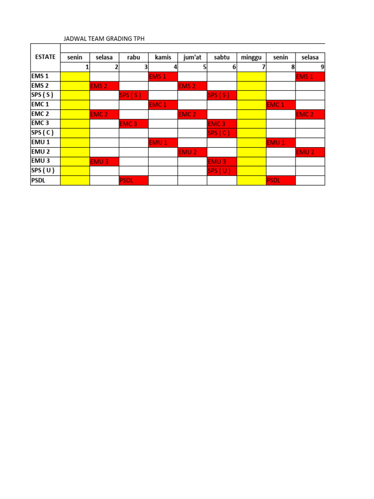 Jadwal Team Grading TPH 03.2024 | PDF
