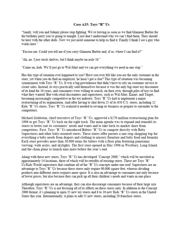 Case A15 Toys R | PDF | Retail | Big Box Store