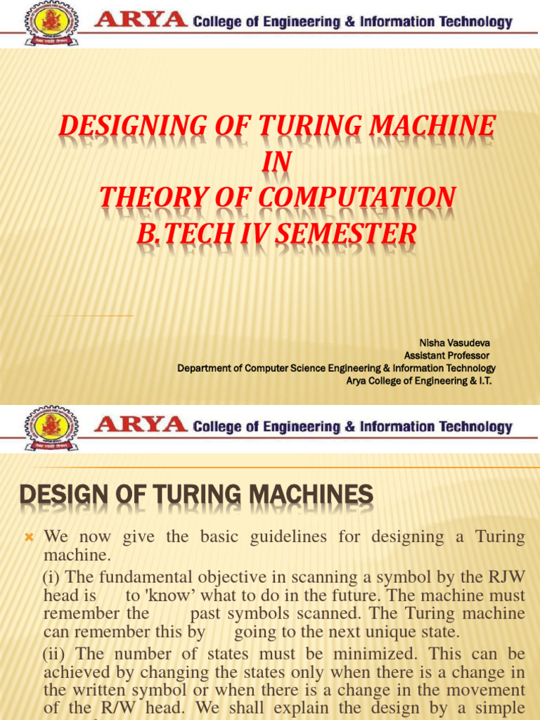 4.DESIGNING OF TURING Machine | Download Free PDF | Applied Mathematics | Theoretical Computer ...