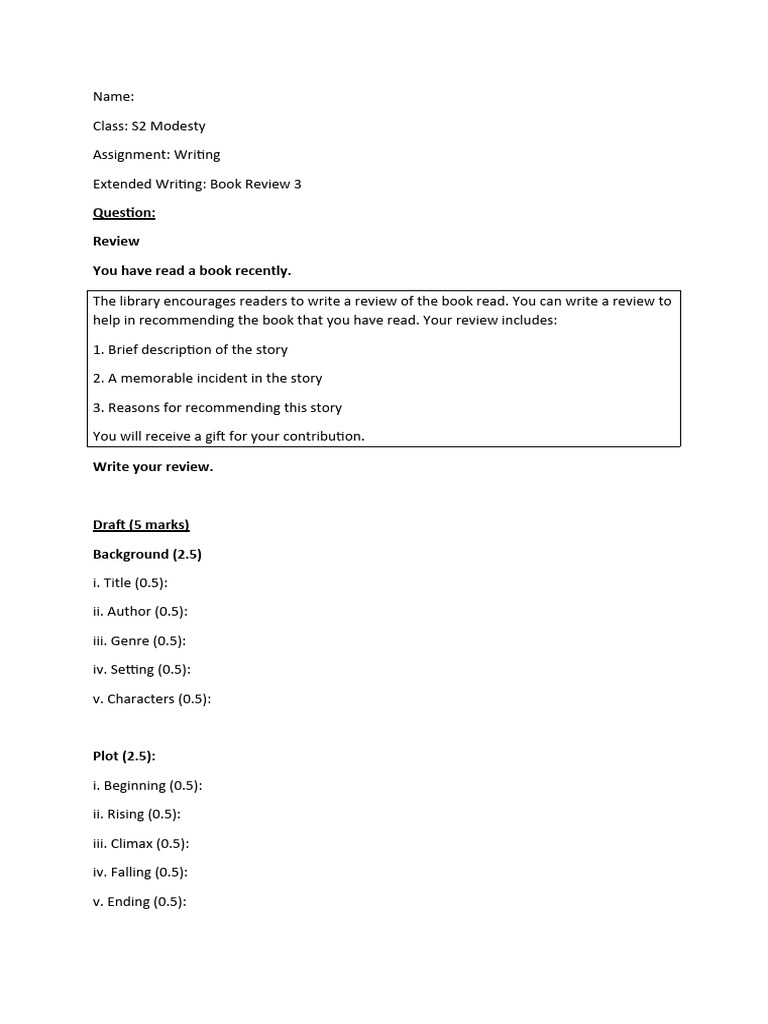 Extended Writing Assignment - Book Review 3 | PDF