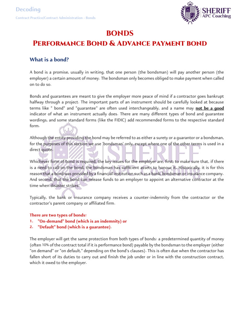 Decode - Contract Practice - Contract Administration - Bonds | PDF ...