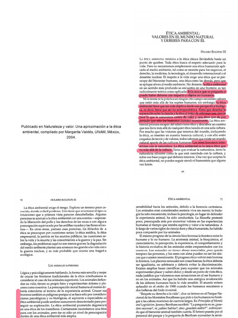 Holmes Rolston - Ética Ambiental, Valores en El Mundo Natural y Deberes ...