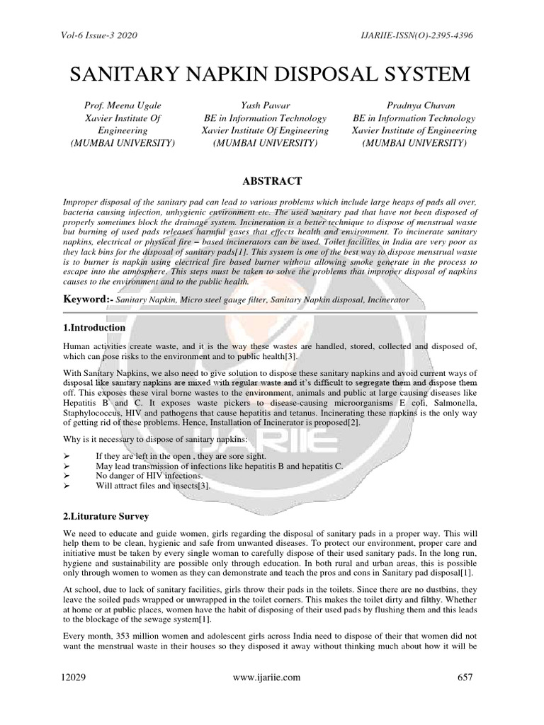 Sanitary Napkin Disposal System | PDF | Sanitation | Waste Management