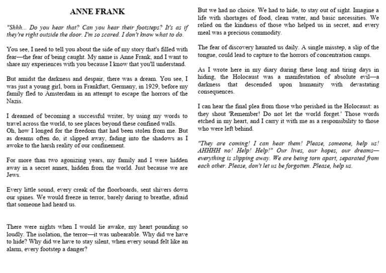 Anne Frank: A Voice of Fear and Hope | PDF | Anne Frank