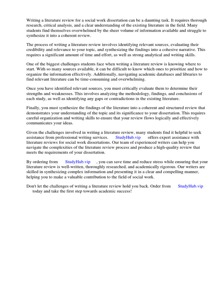 Social Work Dissertation Literature Review Example | PDF | Thesis ... Social Work Dissertation Literature Review Example | PDF | Thesis ...