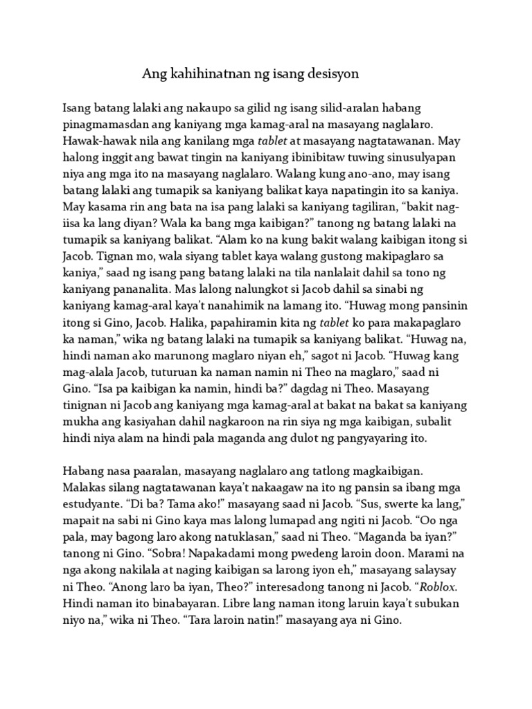 Ang Kahihinatnan NG Isang Desisyon | PDF