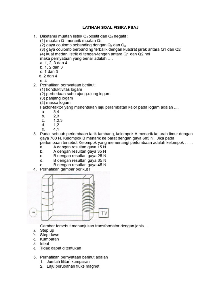 Latihan Soal Fisika Psaj | PDF
