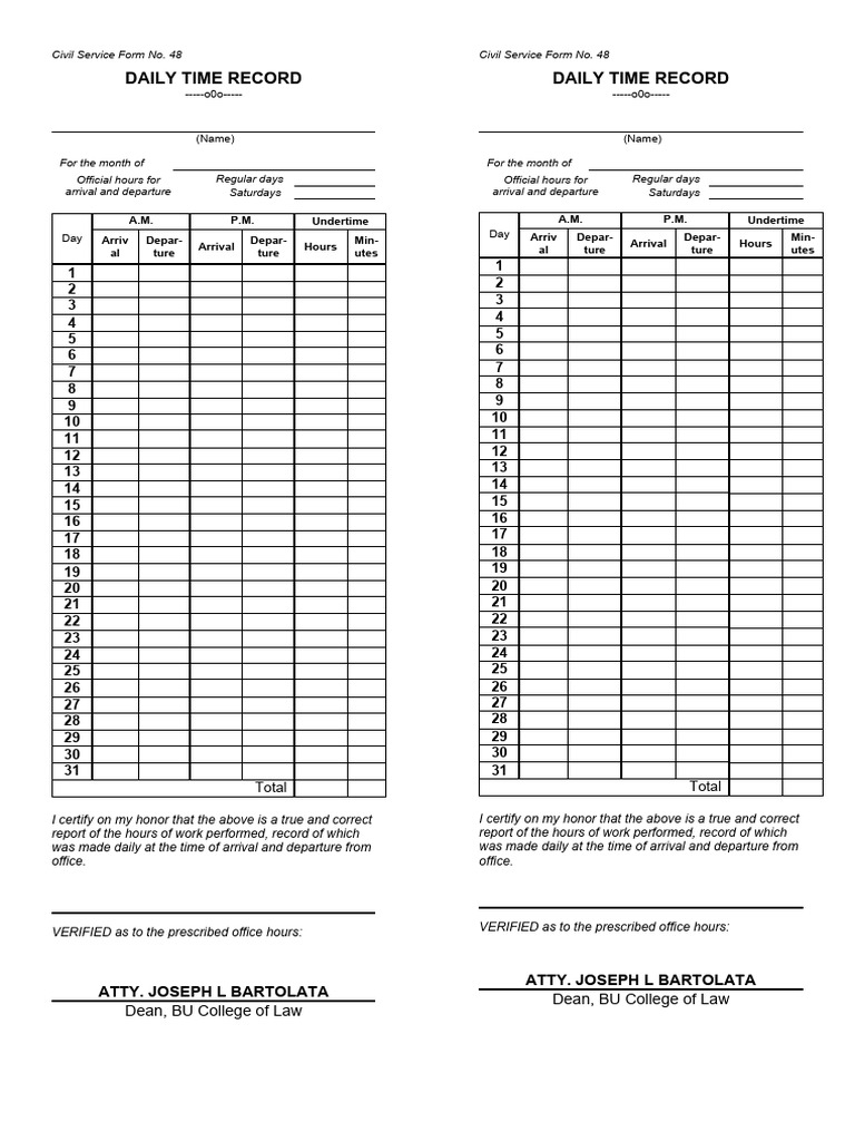 DTR Form New 2023 | PDF