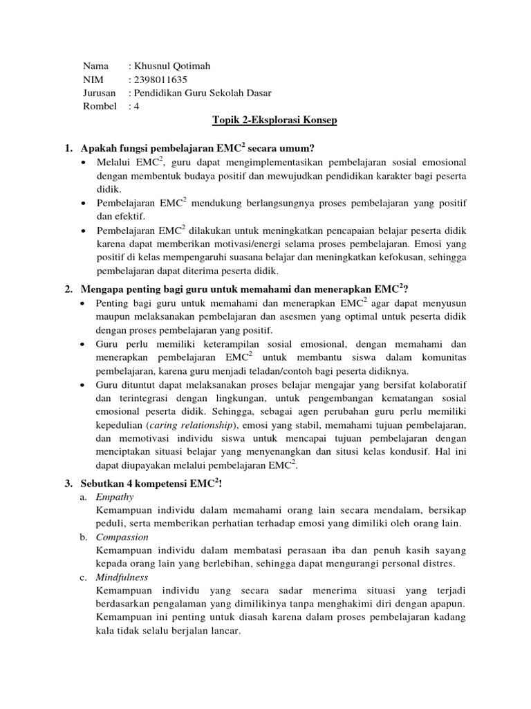 Topik 2 - Eksplorasi Konsep - Khusnul Qotimah | PDF