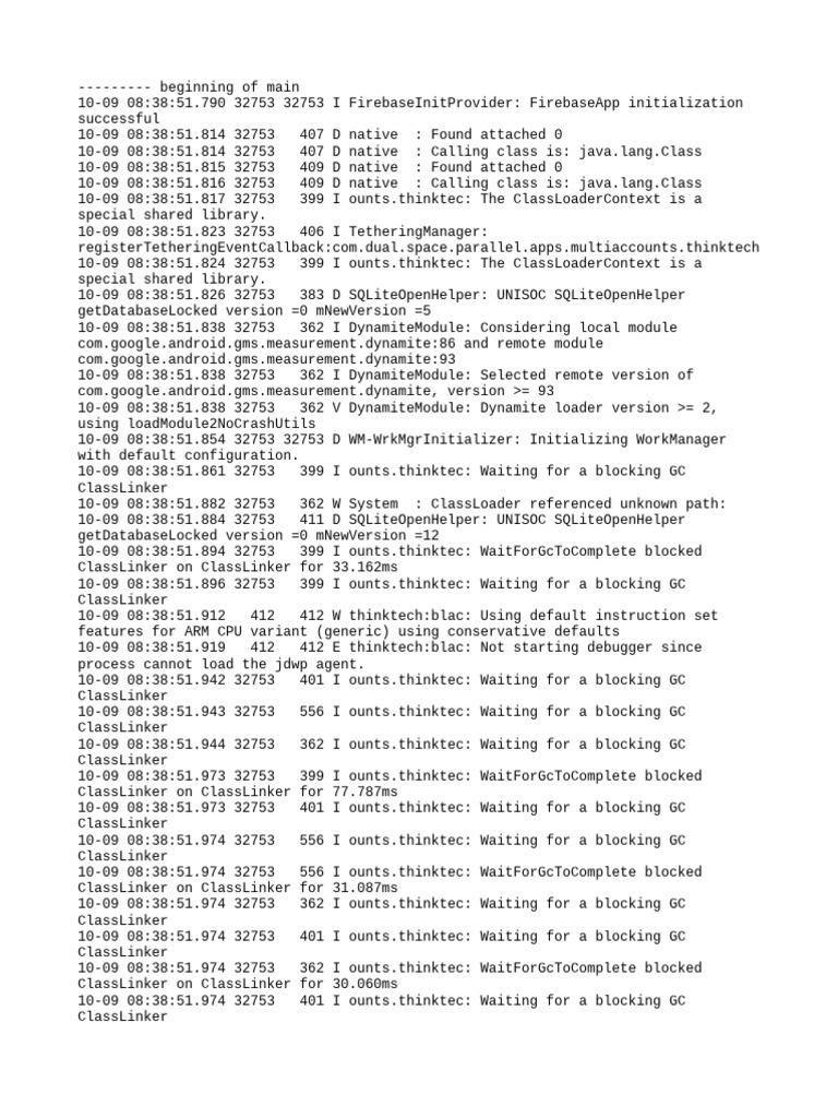 Com - Dual.space - Parallel.apps - Multiaccounts.thinktech Logcat | PDF | Android (Operating ...