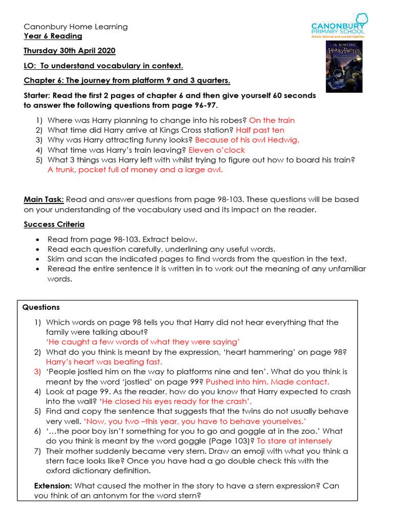 Day-4-Reading-Answers | PDF | Harry Potter