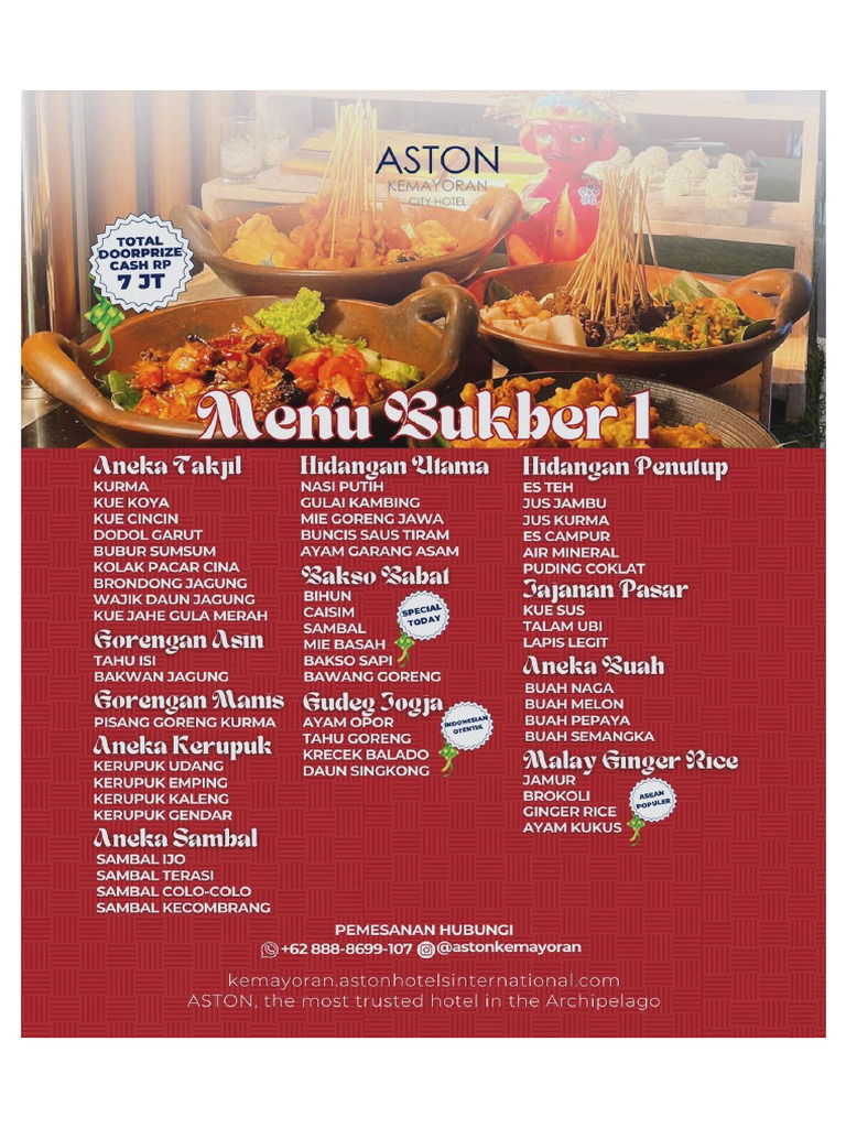 Menu Aston Kemayoran City Hotel | PDF