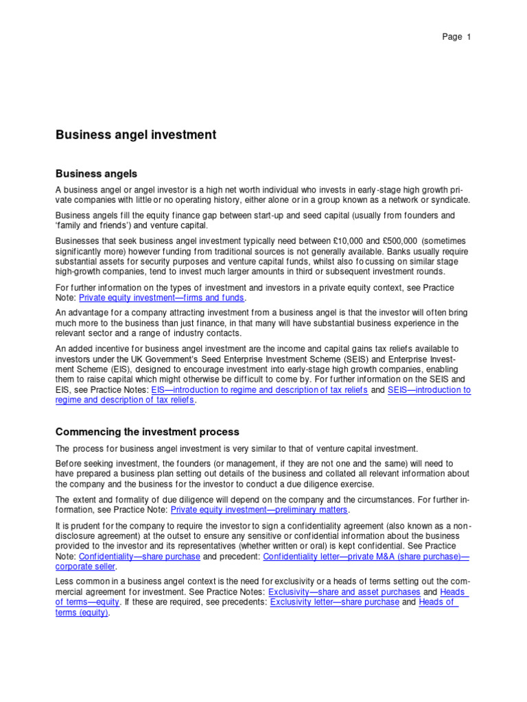 Business Angel Investment Guide | PDF | Due Diligence | Angel Investor