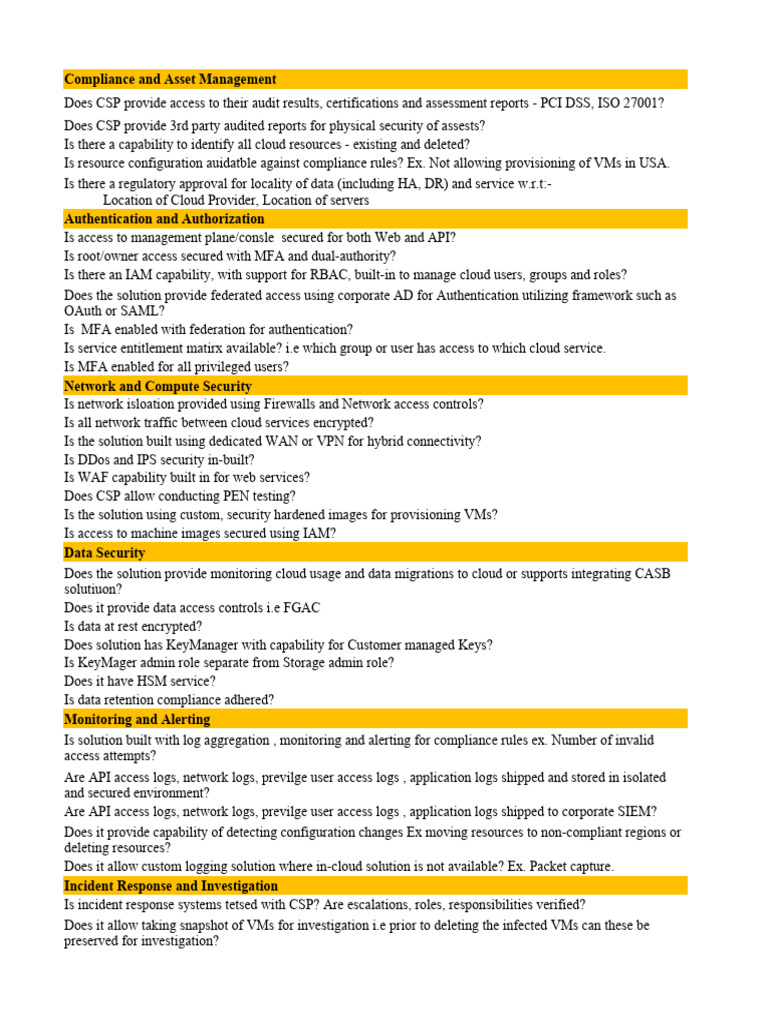 Cloud Security Checklist | Download Free PDF | Cloud Computing | Computer Network