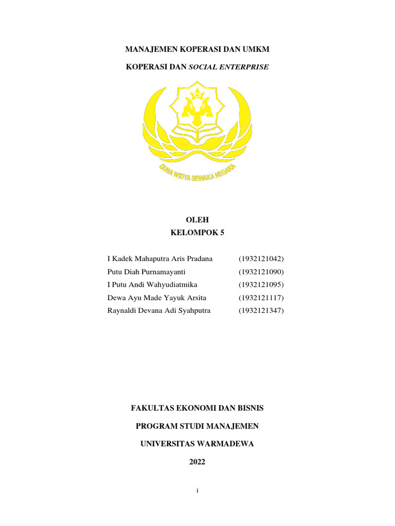 Manajemen Koperasi Dan Umkm | PDF