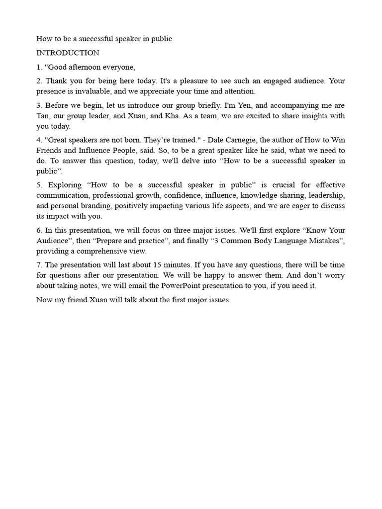 How to be a successful speaker in public | PDF