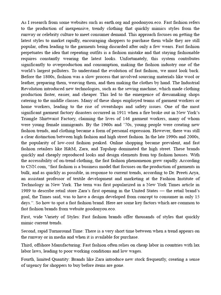 Overview of Fast Fashion | PDF | Fashion | Clothing
