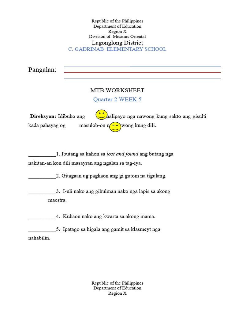 MTB Worksheet | PDF