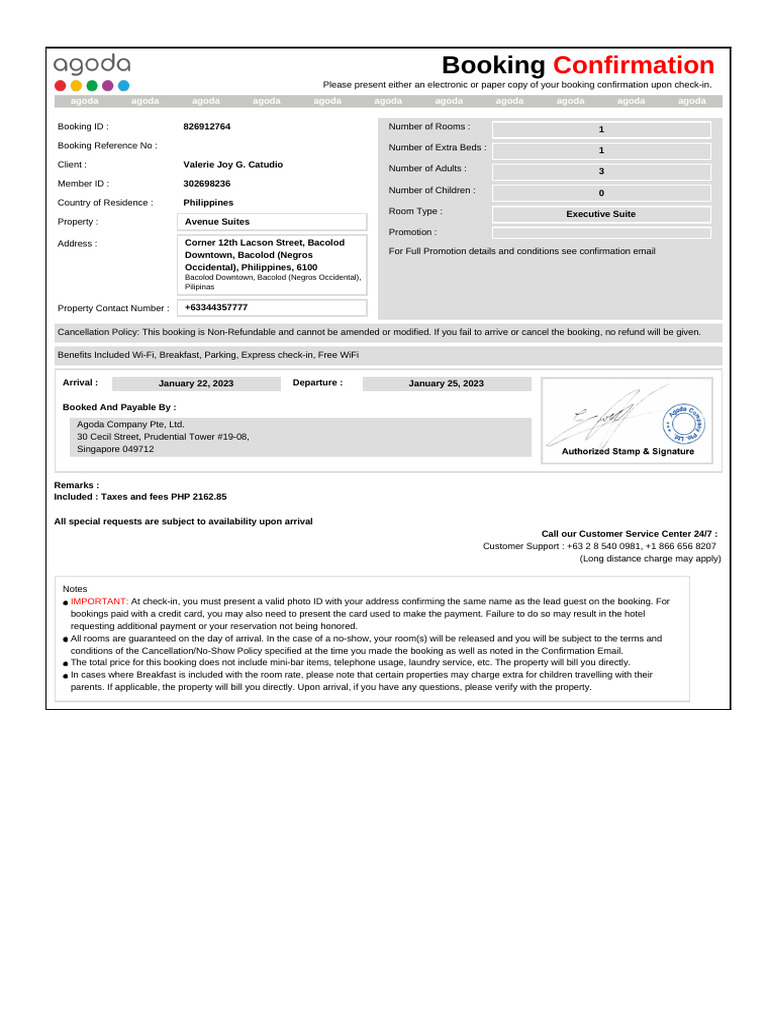 Confirmation For Booking ID # 826912764 | PDF | Credit Card | Payments