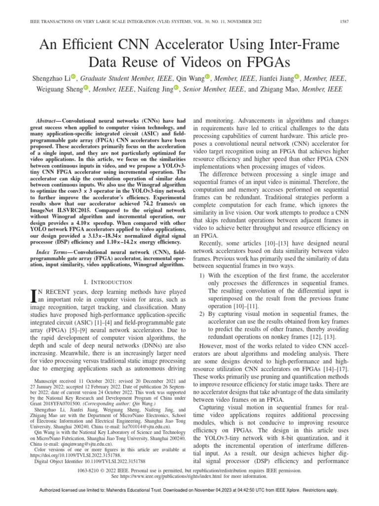 An_Efficient_CNN_Accelerator_Using_Inter-Frame_Data_Reuse_of_Videos_on_FPGAs | PDF | Field ...