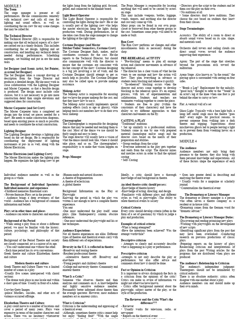 Speech and Theater Arts (MODULE3-4) | PDF | Play (Theatre) | Theatre