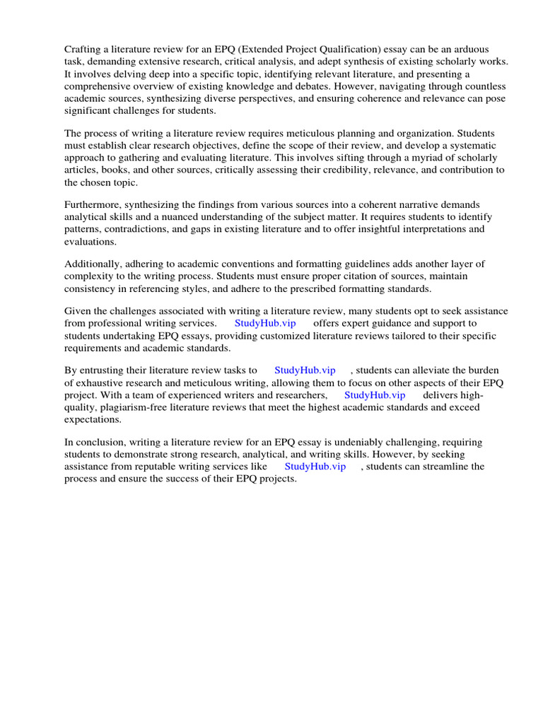 Epq Essay Literature Review | PDF | Literature Review | Essays