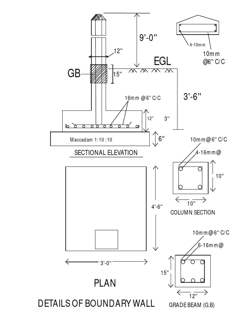 Boundary Wall Construction Details | PDF