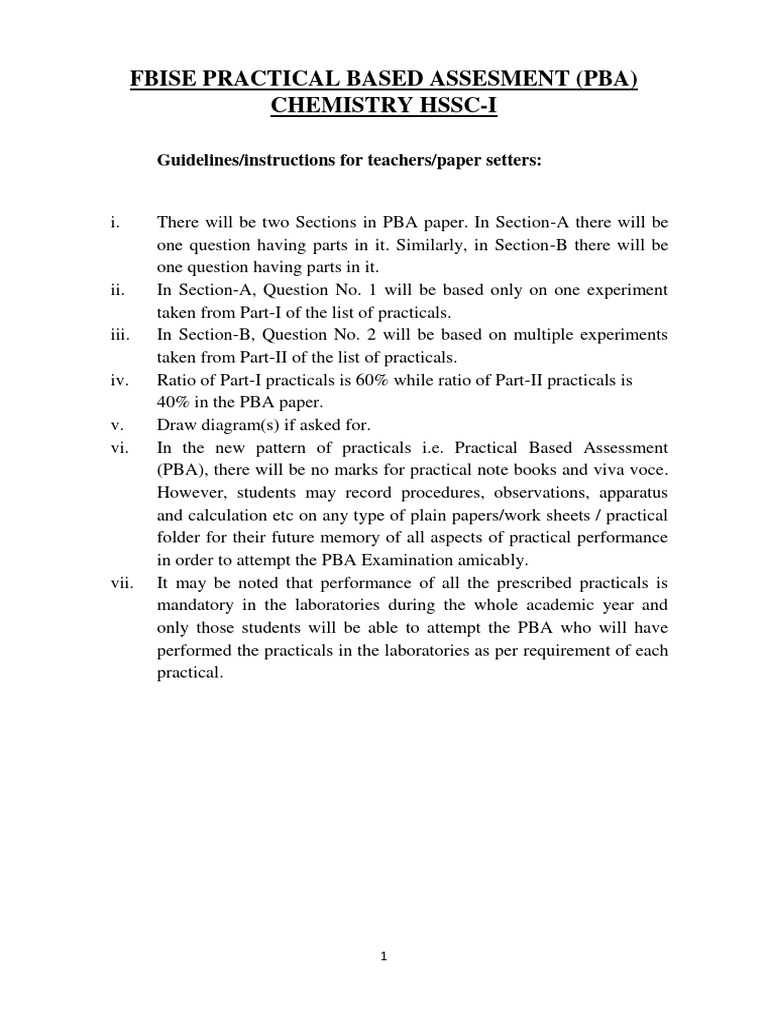 Final PBA Chemistry HSSC-I | PDF | Sodium Chloride | Hydrochloric Acid