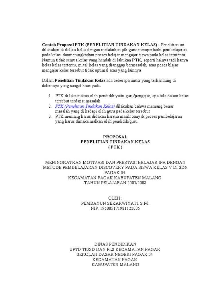 Contoh Proposal PTK | PDF
