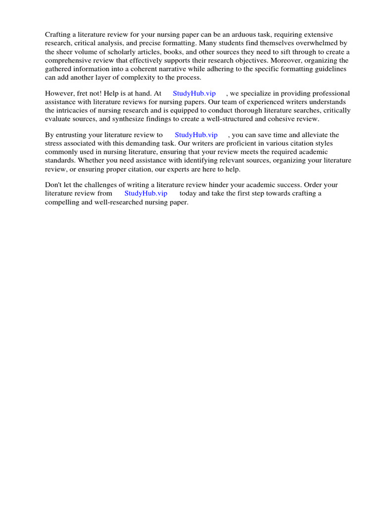 Literature Review Format Nursing | PDF | Nursing | Literature Review