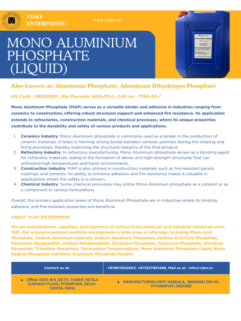 Mono Aluminium Phosphate Liquid | Download Free PDF | Aluminium | Phosphate
