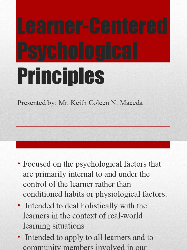 Learner-Centered Psychological | PDF | Learning | Motivational
